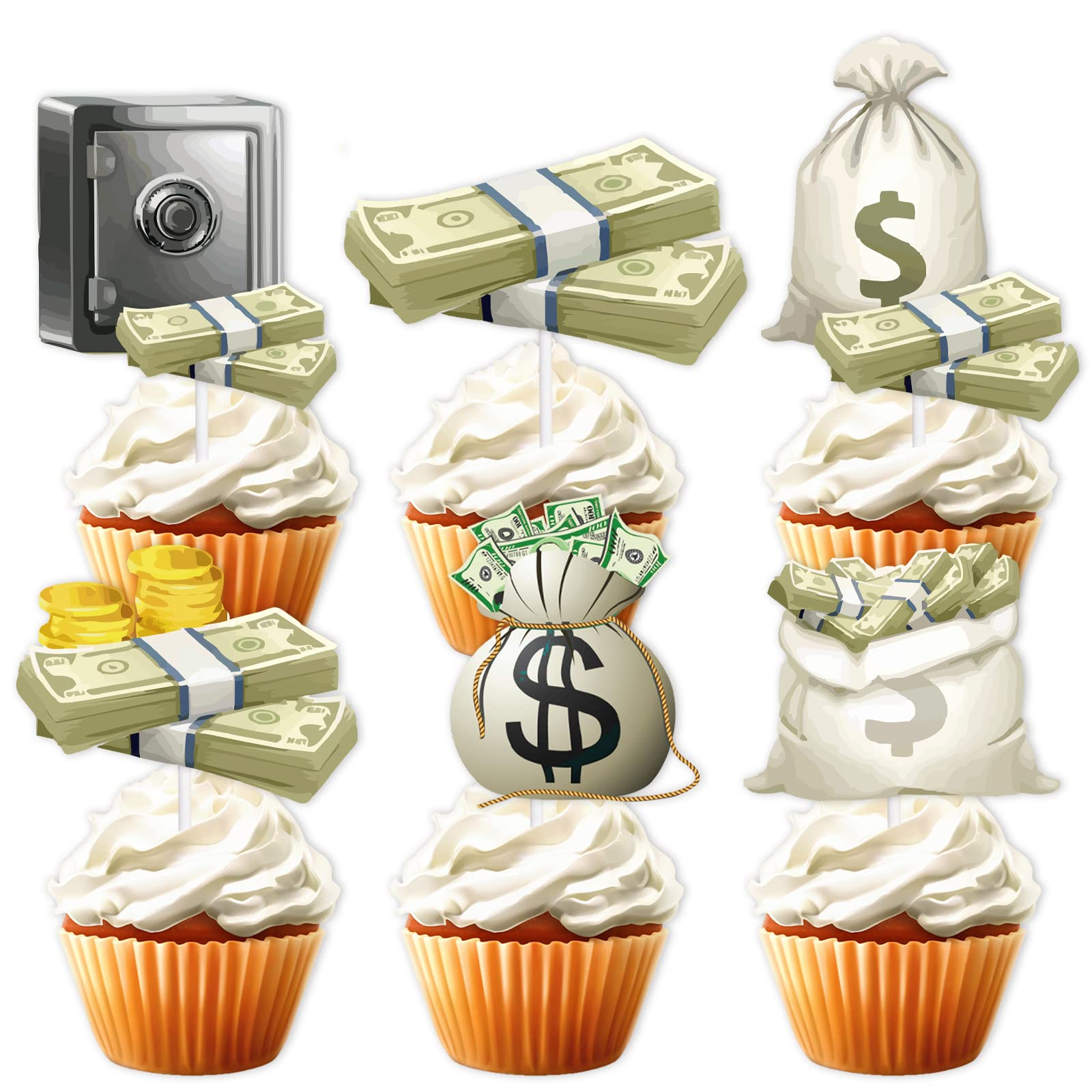 Amazon.com: Glitter A sack of Dollar Dessert Cupcake Topper Jackpot ...