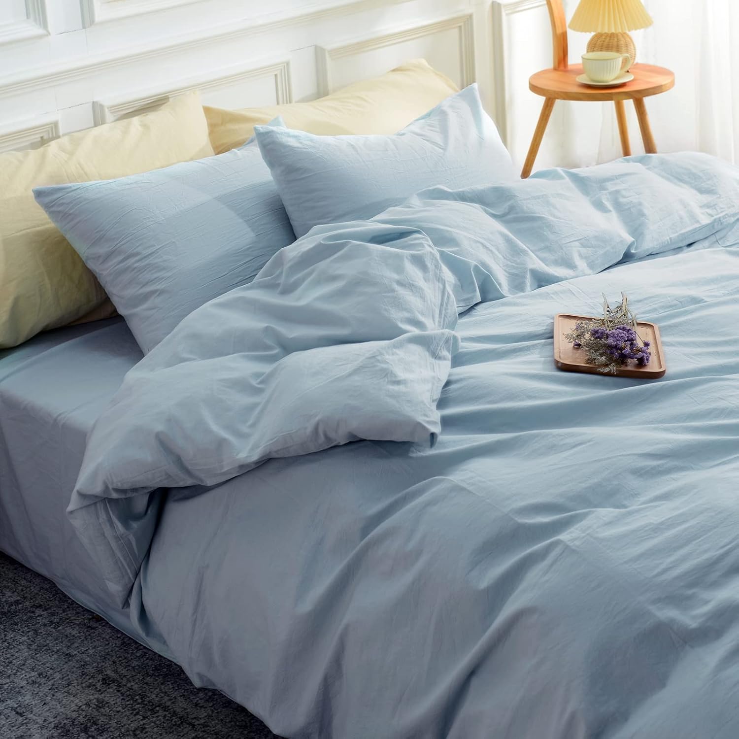 Amazon.com: NEXHOME PRO Duvet Cover Set Twin Size Linen Feel Textured ...