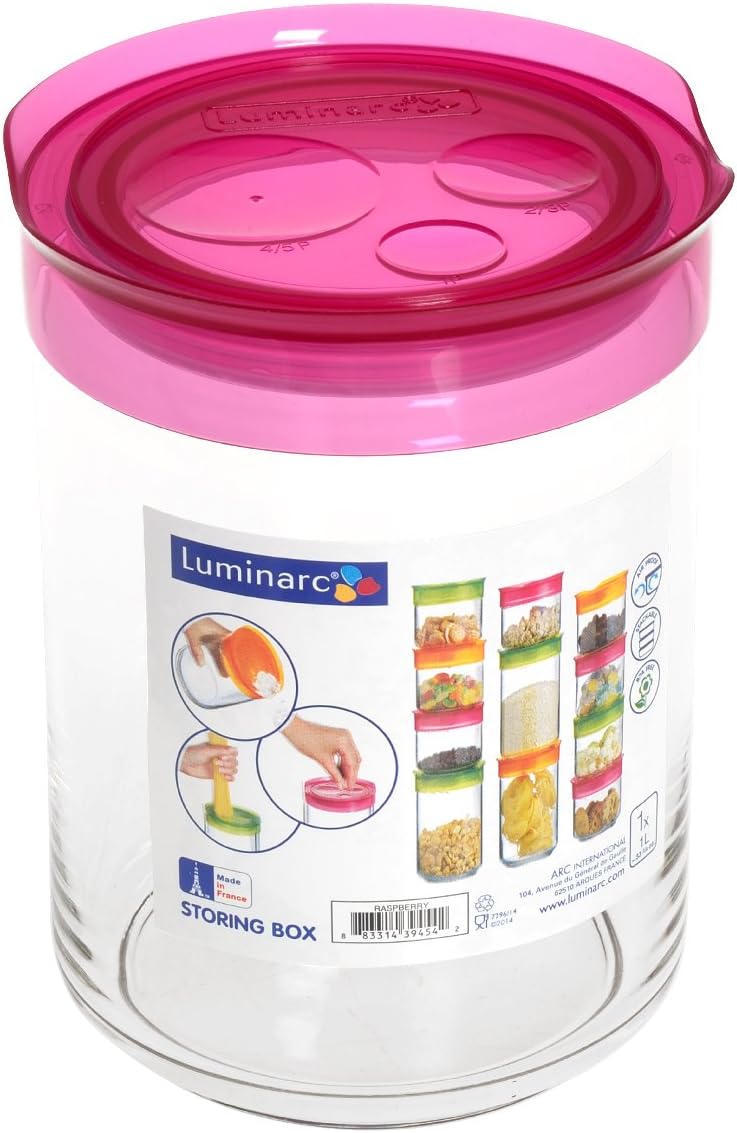 Amazon.com: Luminarc Storing Box Pot with Lid 1 L Raspberry : Home ...
