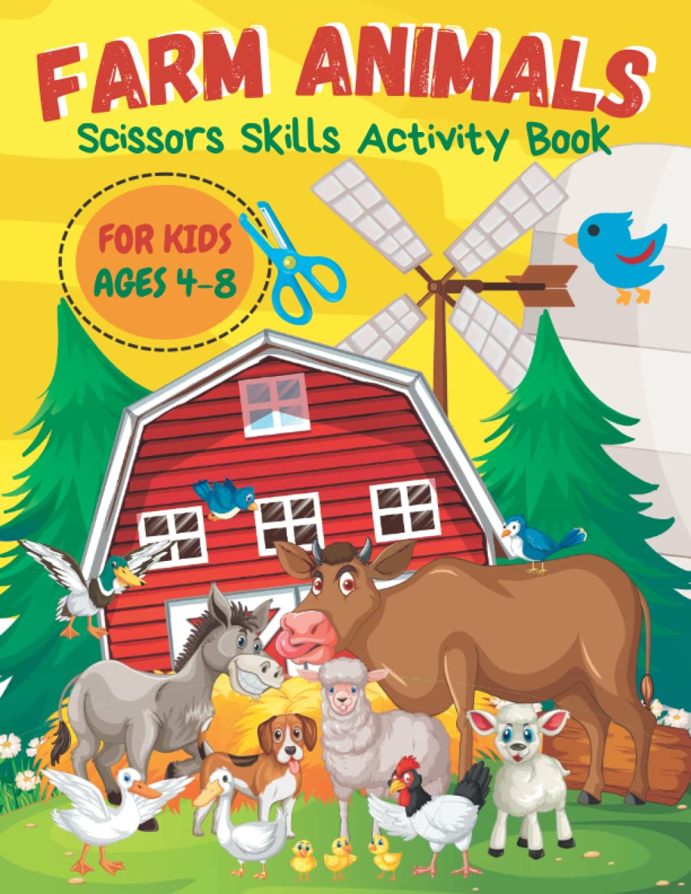 Farm Animal Scissor Skills Activity Book: Amazing 60 Cut and Glue Pages ...