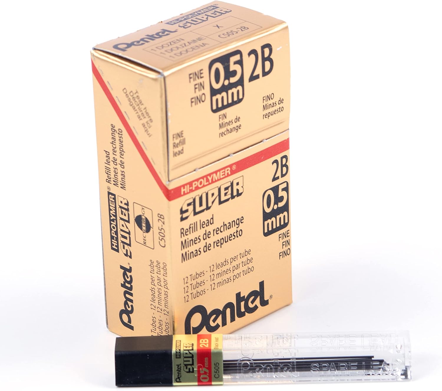 Pentel Super Hi-polymer Lead Refills, 12 Leads Per Tube, 2b Grade, 0 ...