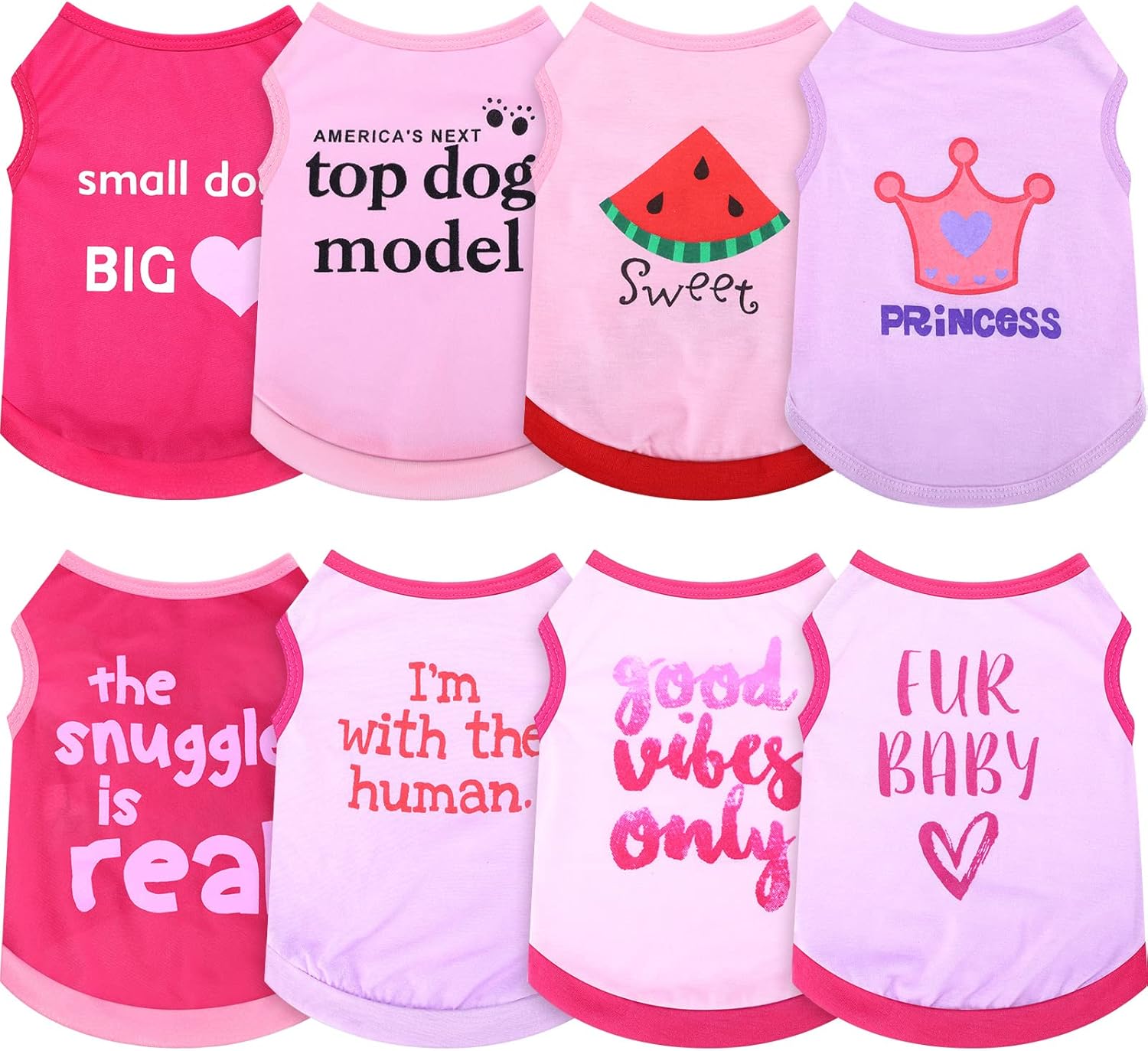 Amazon.com : 8 Pieces Pet Shirts Printed Puppy Shirts Soft Dog Shirt ...
