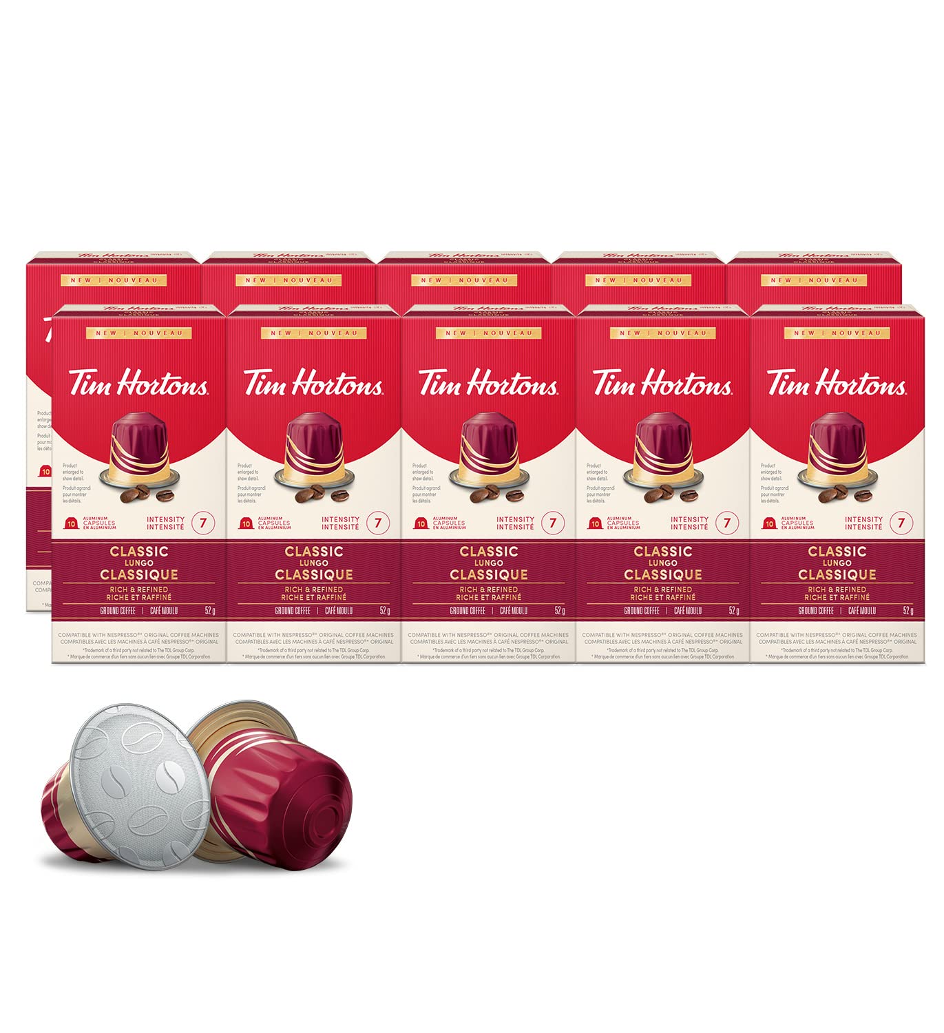 Tim Hortons Classic Lungo Capsules, Nespresso Original Line Compatible ...