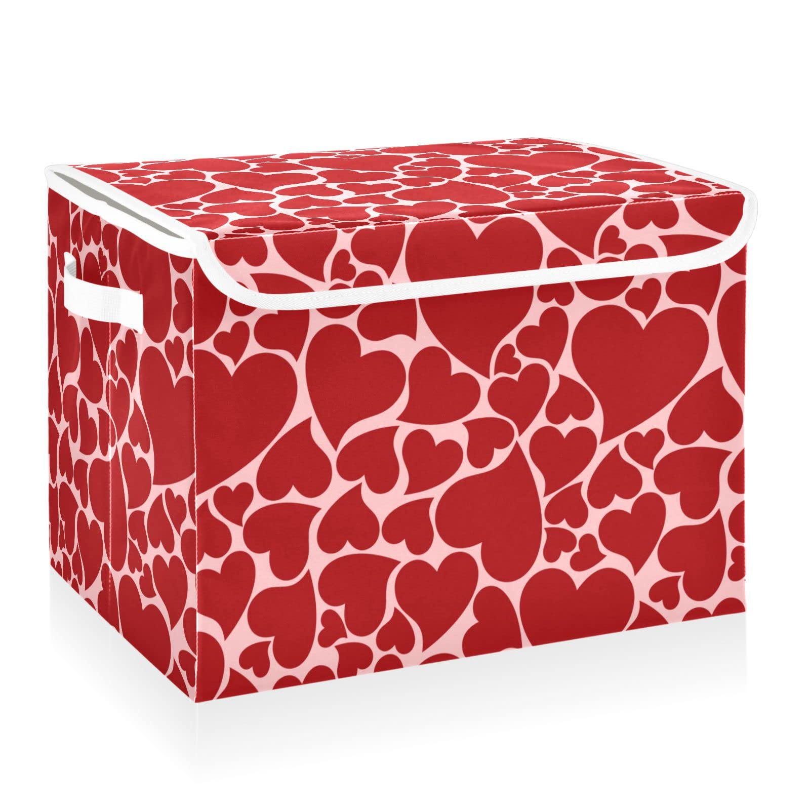Amazon.com: CaTaKu Large Fabric Storage Bins With Lids,Red Hearts Cute ...