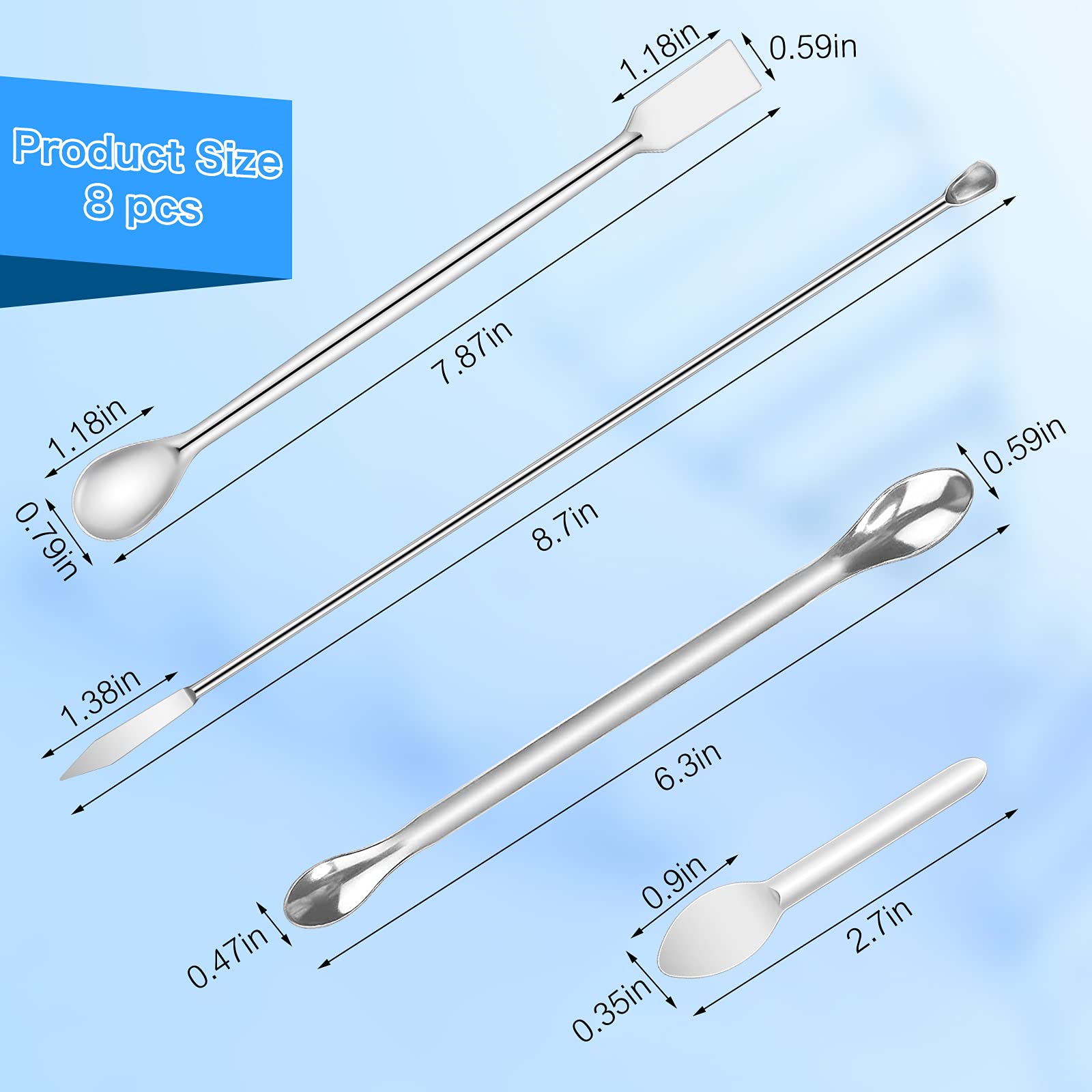 Dreamtop 8 Pcs Stainless Steel Lab Spatula Micro Scoop Set Capsule ...