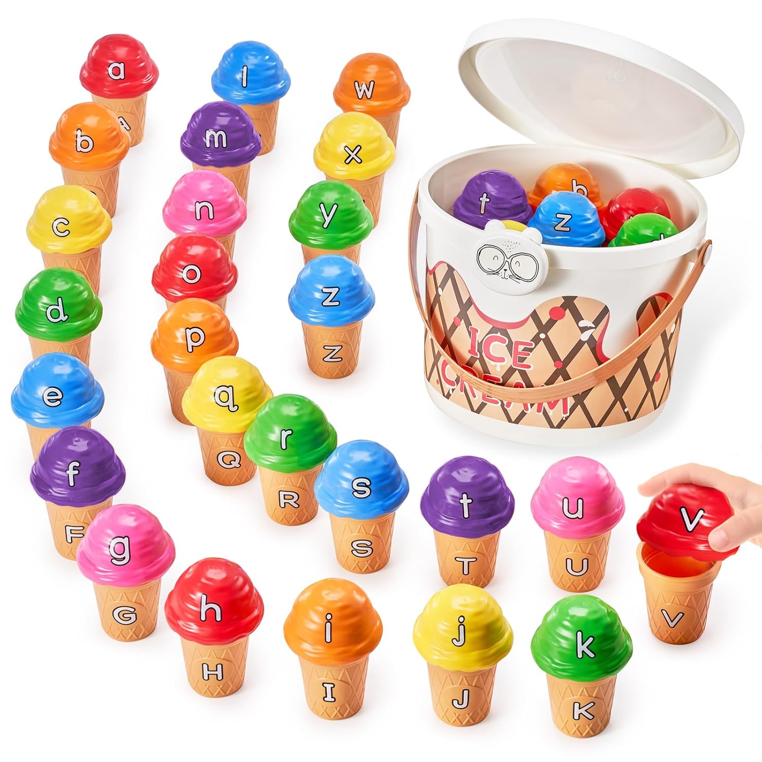 JoyCat Ice Cream Alphabet Learning Toys and Color Sorting Game for ...
