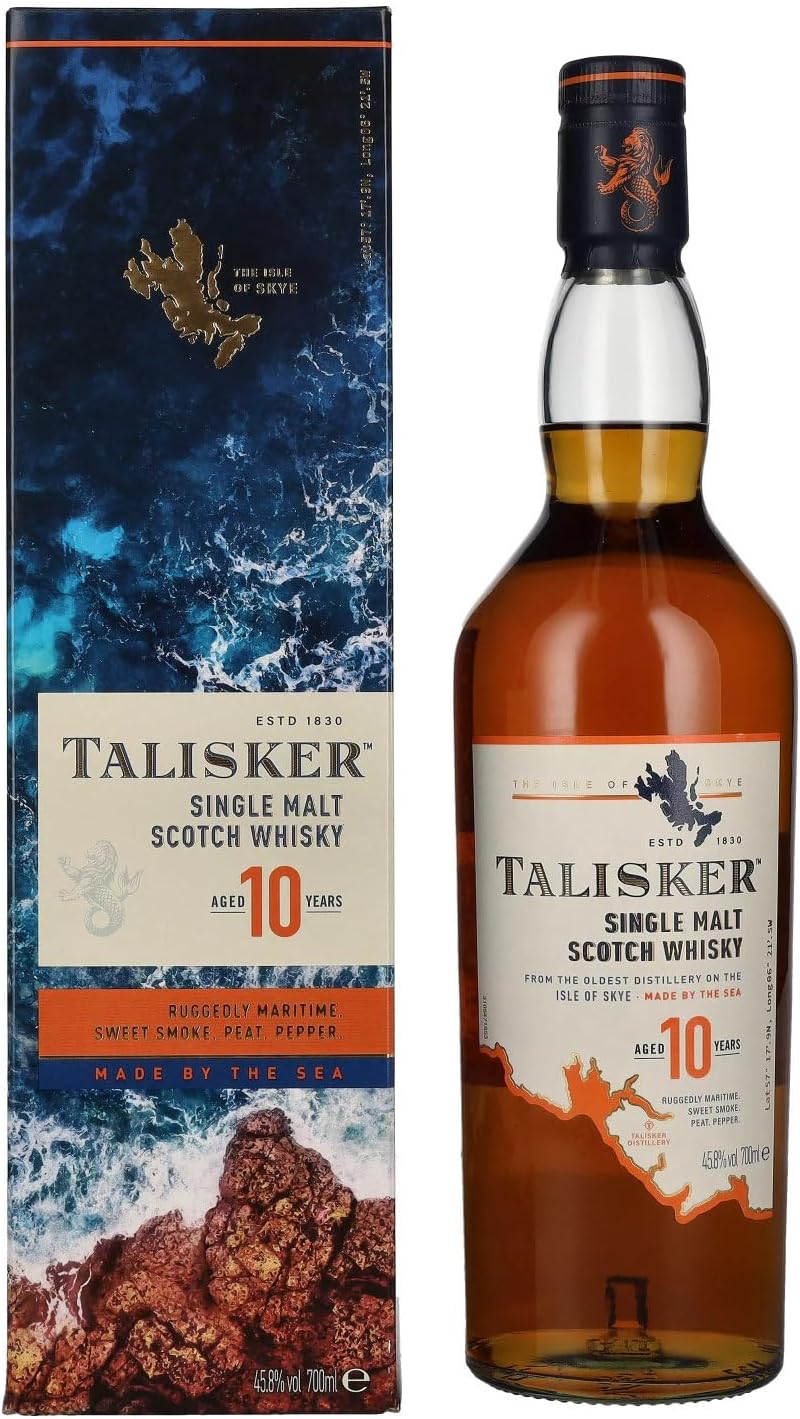 Talisker 10 Year Old Single Malt Scotch Whisky, 70 cl with Gift Box ...