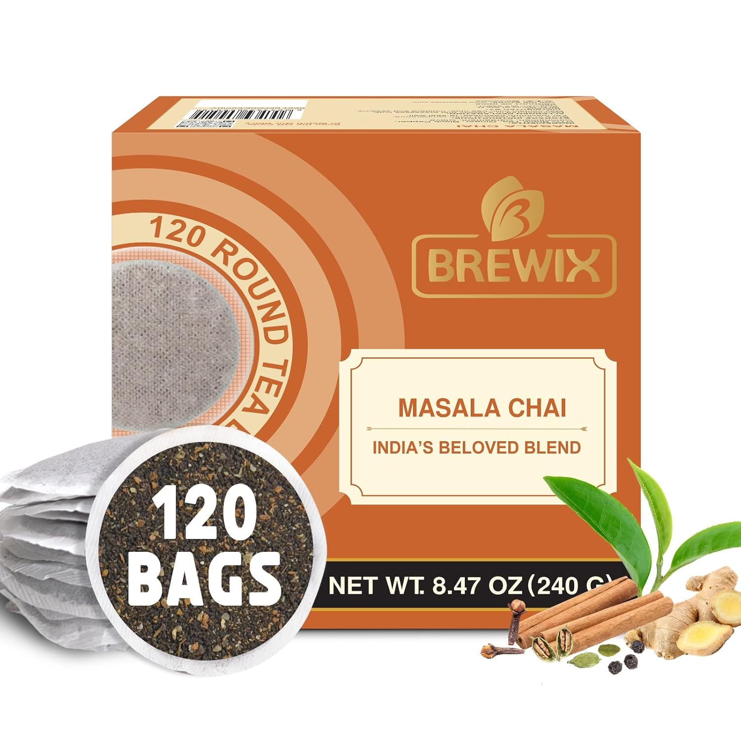 Amazon.com : BREWIX, Masala Chai Tea Bags (120 Round Tea Bag) Vacuum ...