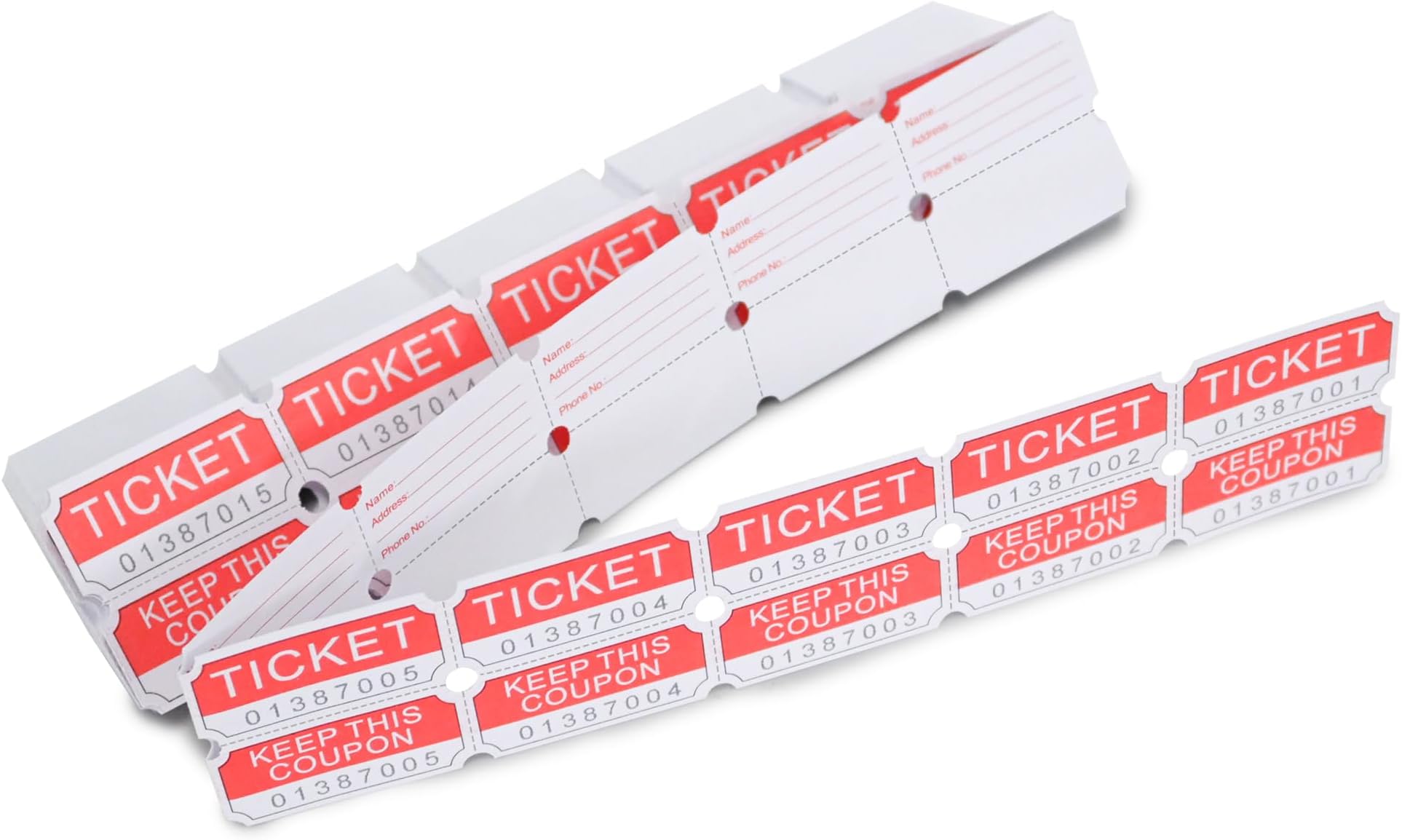 Amazon.com : L LIKED 200 Raffle Tickets, 50/50 Double Roll Tickets for ...