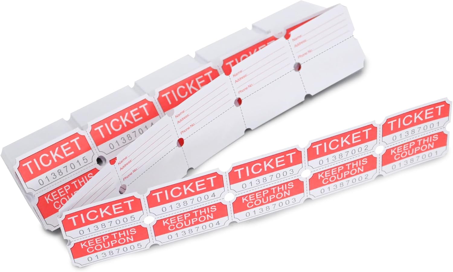 Amazon.com: 500 L LIKED Raffle Tickets, Red(4 Color Selection), Double ...