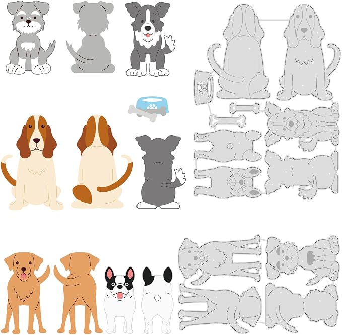 Amazon.com: BENECREAT 5 Sets Animal Dog Metal Die Cuts, Mirror Dog Bone ...