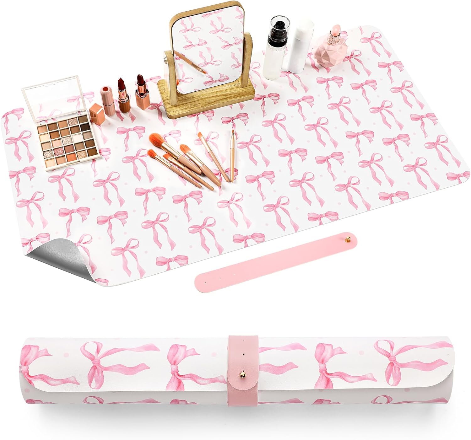 Amazon.com : Teenyyou Coquette Bow Makeup Mat for Vanity Top Protector ...