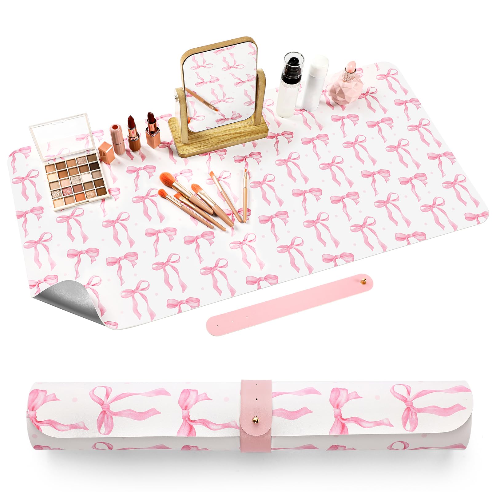 Amazon.com : Teenyyou Coquette Bow Makeup Mat for Vanity Top Protector ...