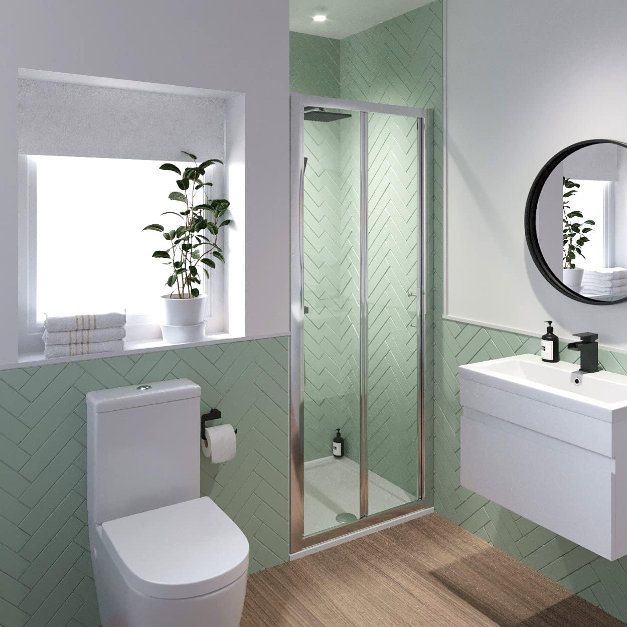 760mm Bi Fold Shower Door Enclosure Framed 6mm Glass Shower Screen ...