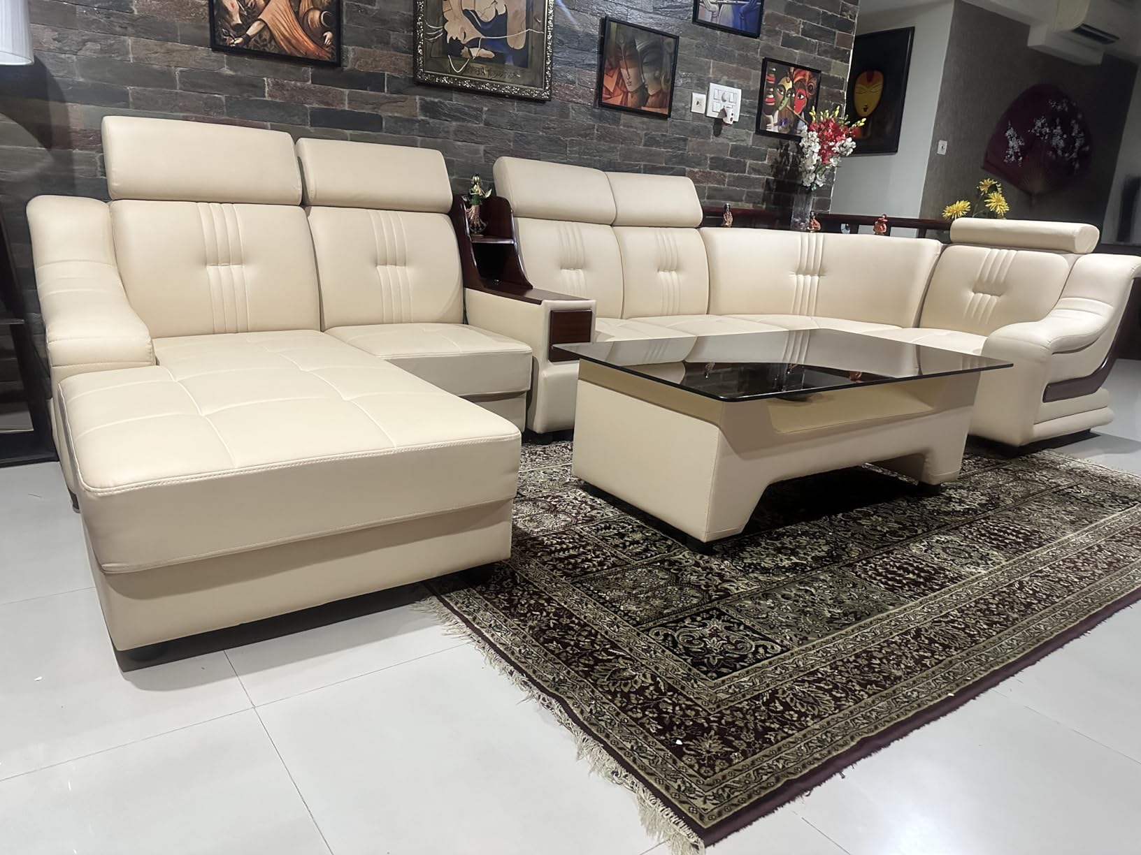 LUKRAIN Leatherette Sofa Set/ 2+1+1+1+2 7 Seater/U Shape Sectional Sofa ...