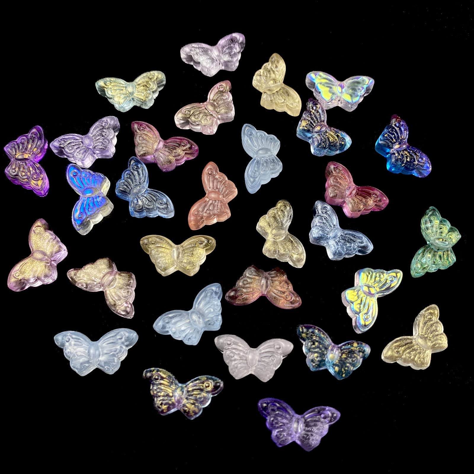Amazon.com: 100pcs Butterfly Crystal Beads Bulk Butterfly Spacer Beads ...