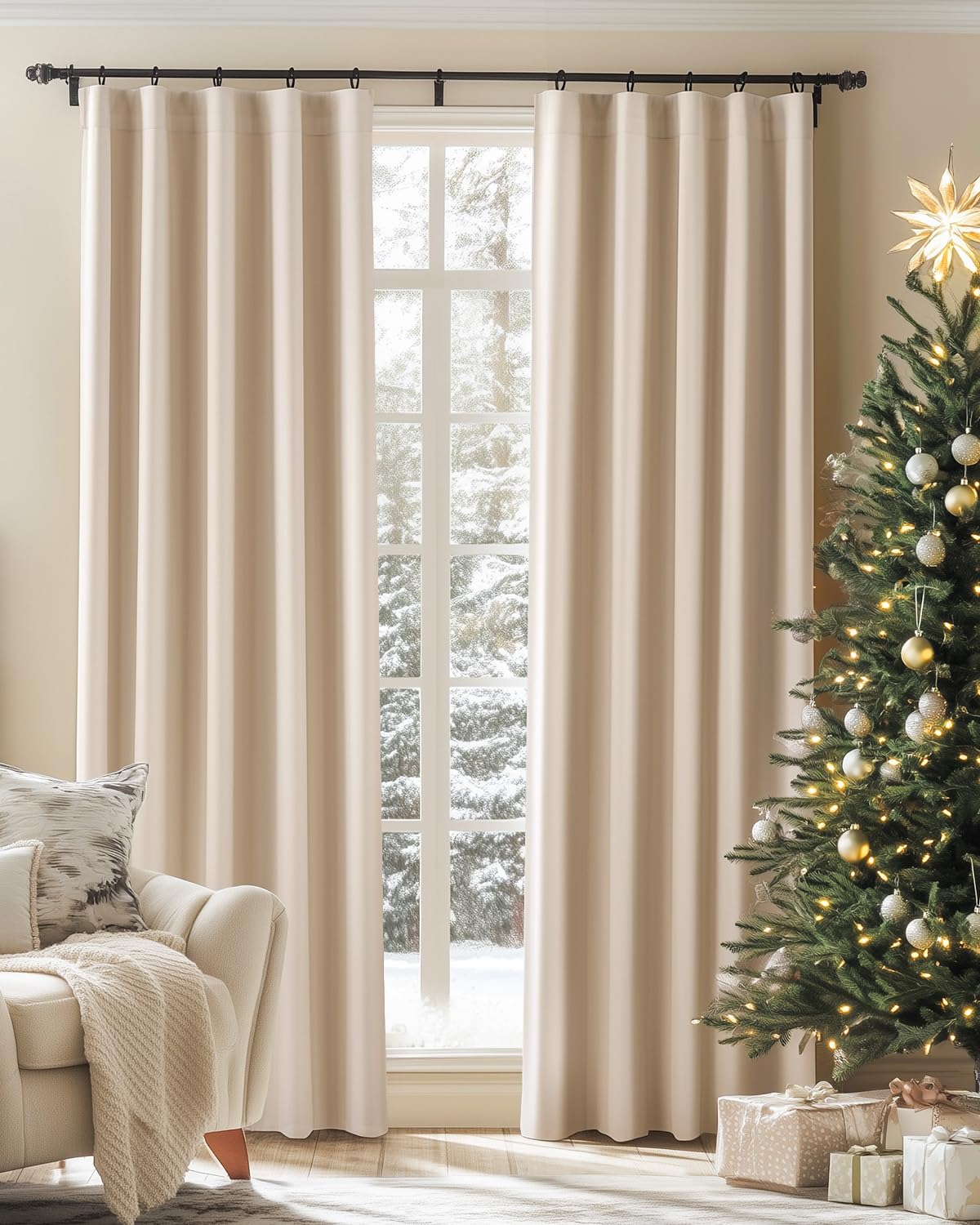 Amazon.com: COLLACT Beige Velvet Curtains for Bedroom Room Darkening ...
