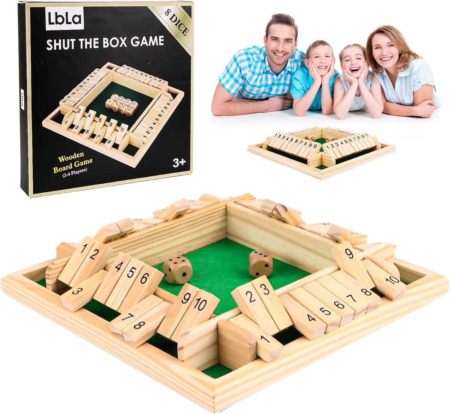 4 Player Shut the Box | Wooden Board Game with Dice | Shut the Box Math ...
