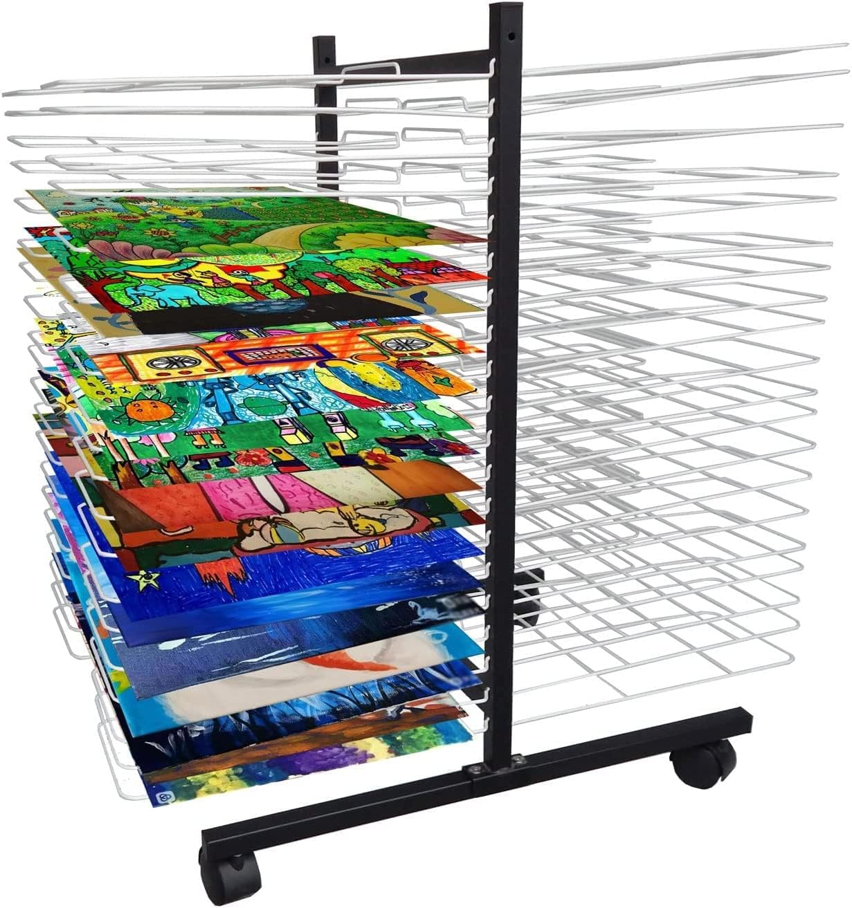 Amazon.com: Art Drying Rack - Two-Sided Mobile Metal Art Storage Rack ...