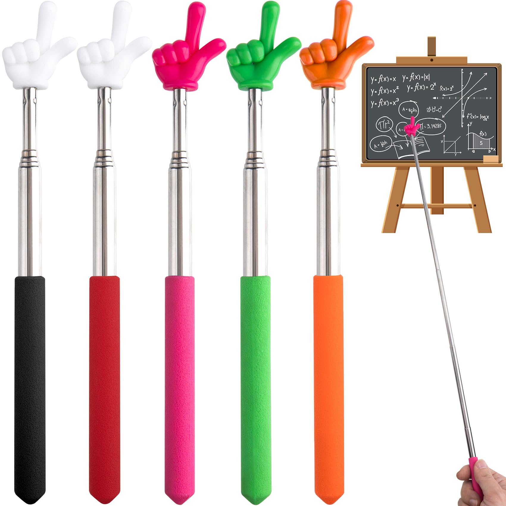 Snapklik.com : PAGOW 5 Pcs Retractable Teacher Pointer Sticks, Colorful ...