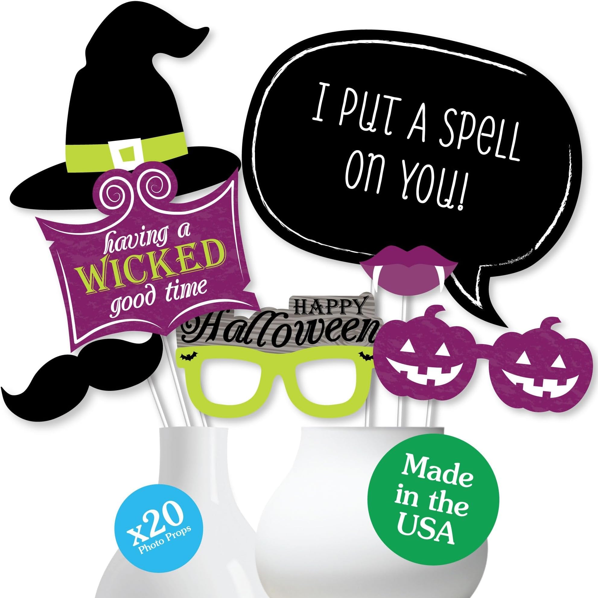 Amazon.com: 53pcs Happy Halloween Photo Booth Props Halloween Picture ...