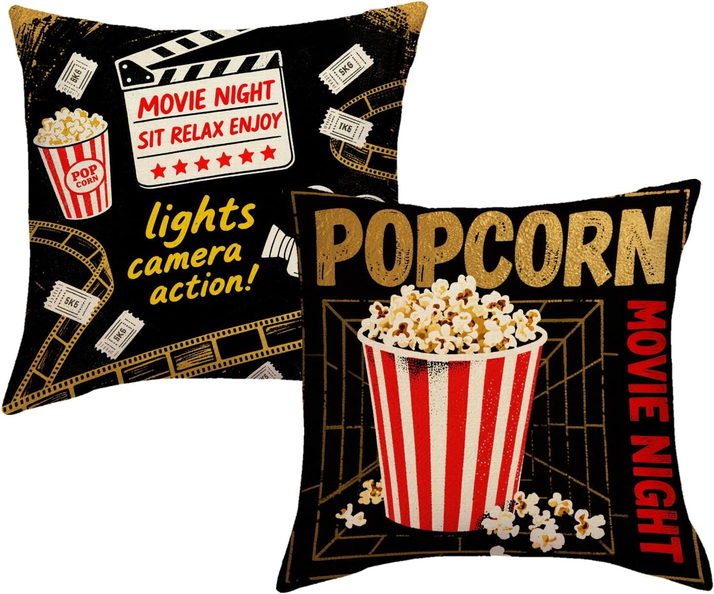 Amazon.com: JAERUE Vintage Movie Night Throw Pillowcases 18x18 Inch ...