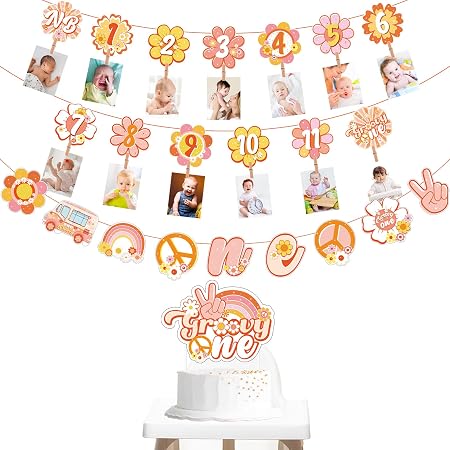 Amazon.com: One Groovy Happy Birthday Backdrop for Girls Retro Boho 1st ...