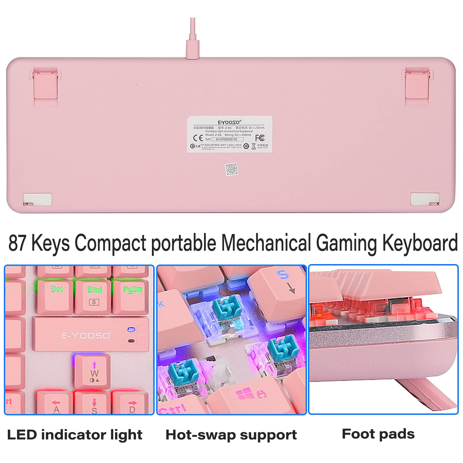 Snapklik.com : DEANEEK Mechanical Keyboard 87 Keys Small Compact ...