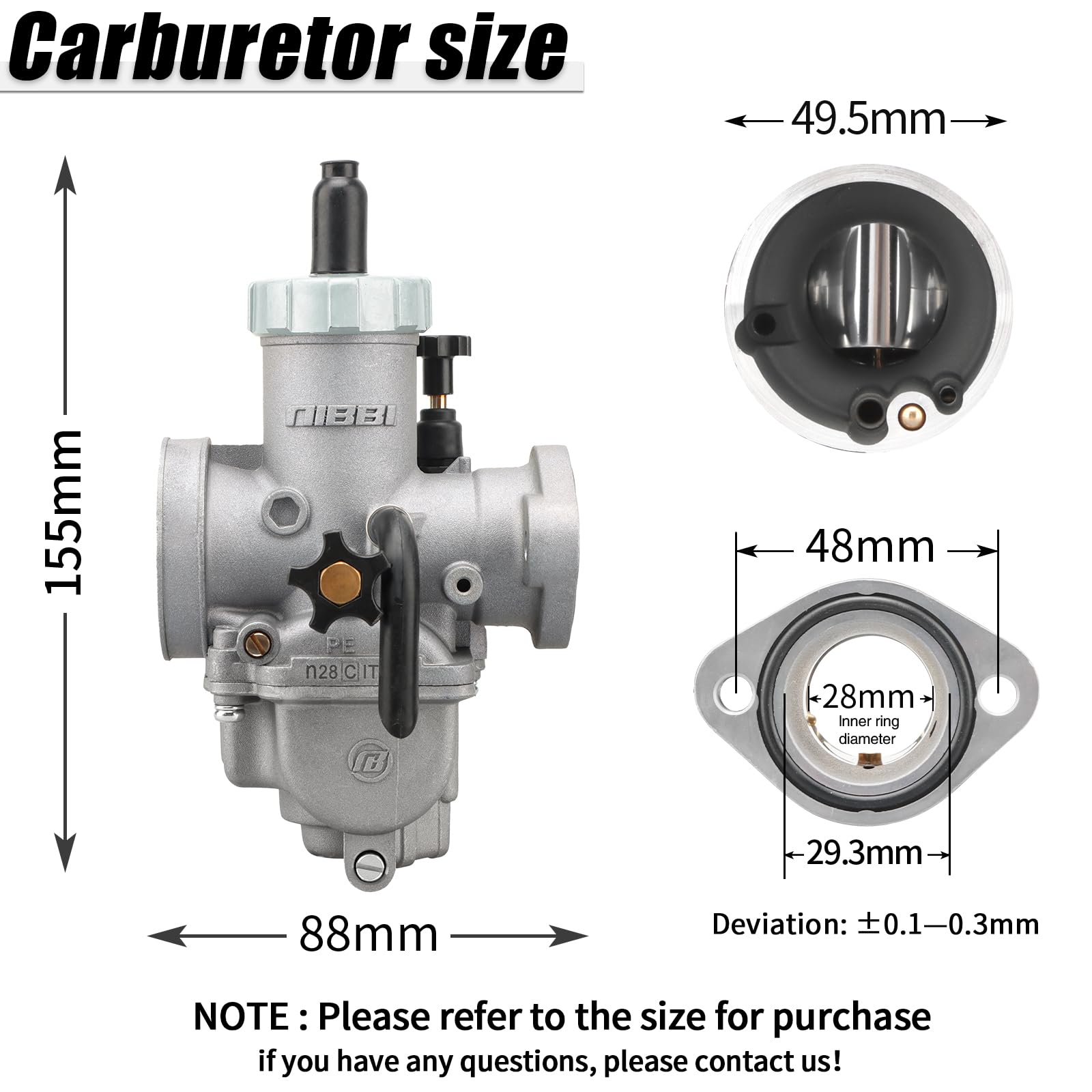 Snapklik.com : NIBBI Carburetor PE28 Carb 28mm Carburetor Fit 200cc ...