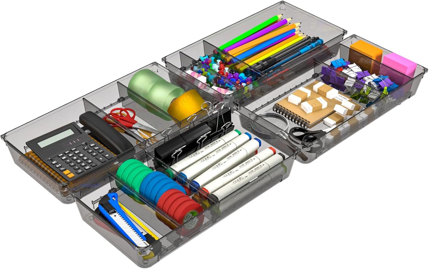 Amazon.com: Plastic In Drawer Organizer Set With 12 Adjustable Size ...