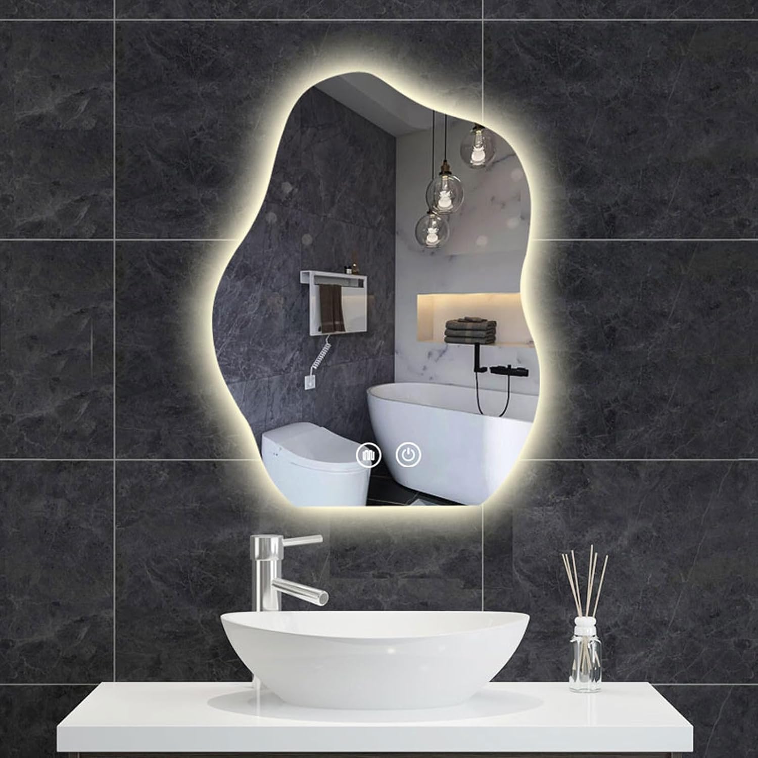 DIFHHD Beleuchteter LED-Licht-Badezimmer-Spiegel Makeup-Spiegel, Mit ...