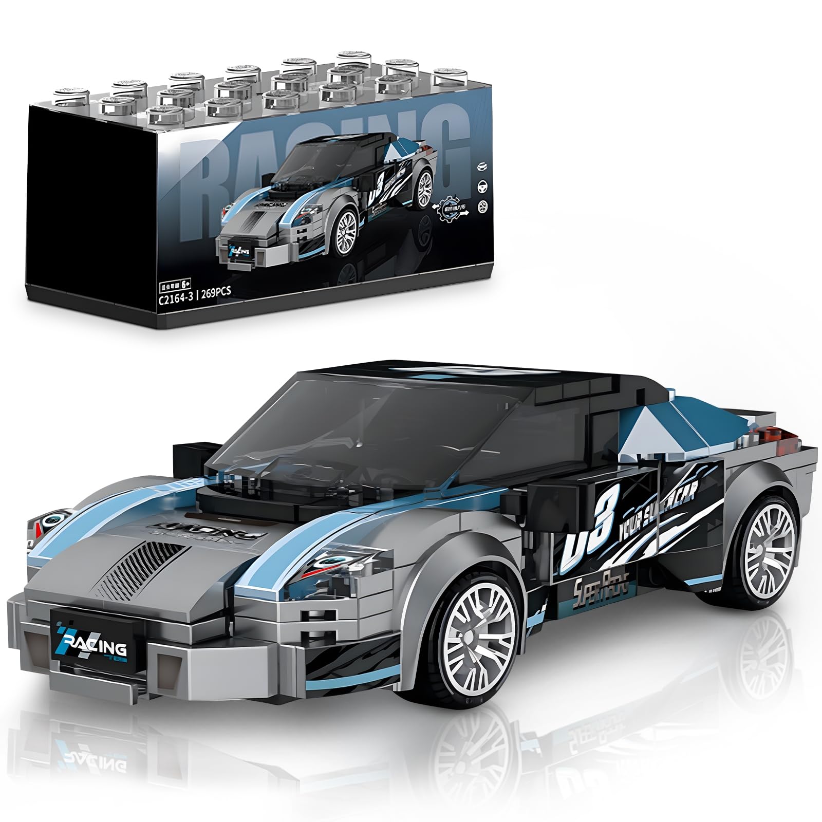 Amazon.com: HIGH GODO Super Racing Car Building Sets with Display Case ...