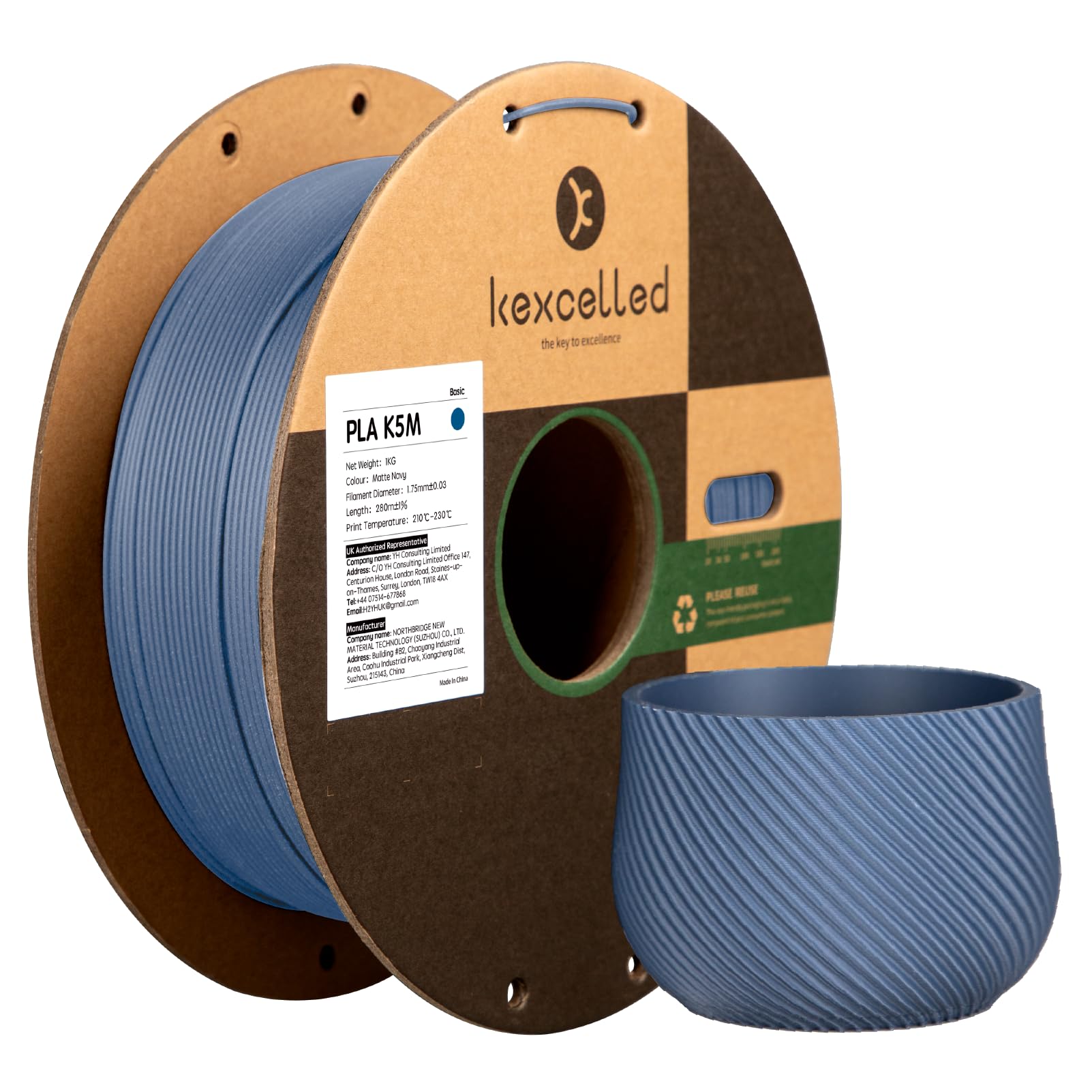 Matte PLA Filament 1.75mm, kexcelled PLA 3D Printer Filament, +/- 0 ...