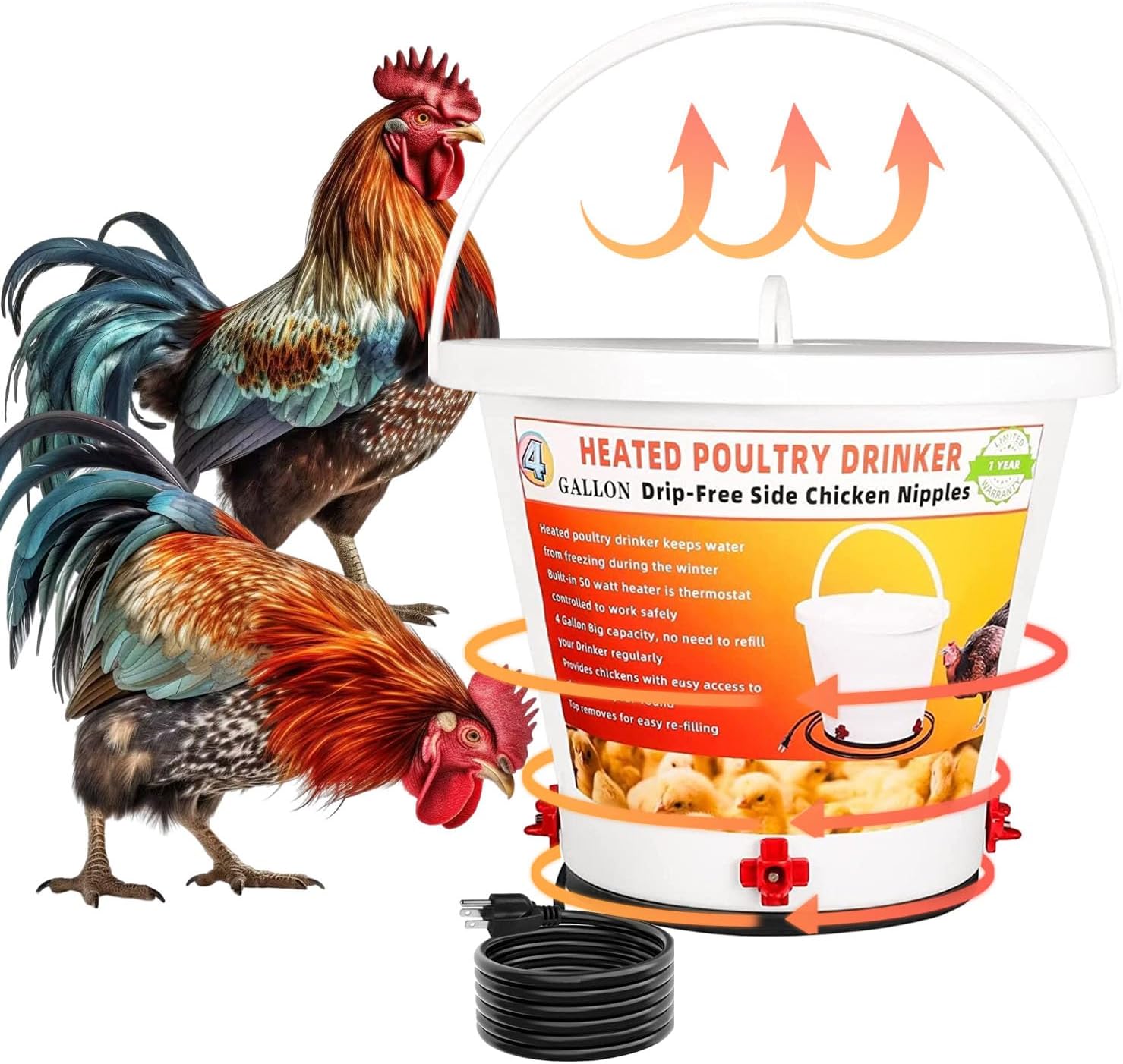 Amazon.com : H&G lifestyles Heated Chicken Waterer Heated Water Bucket ...