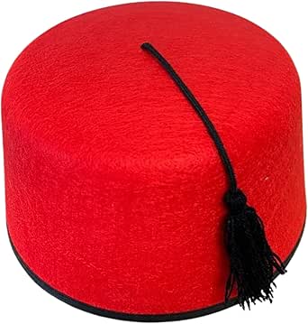 Amazon.com: Red Moroccan Style Fez hat with Black Tassel | Turkish ...