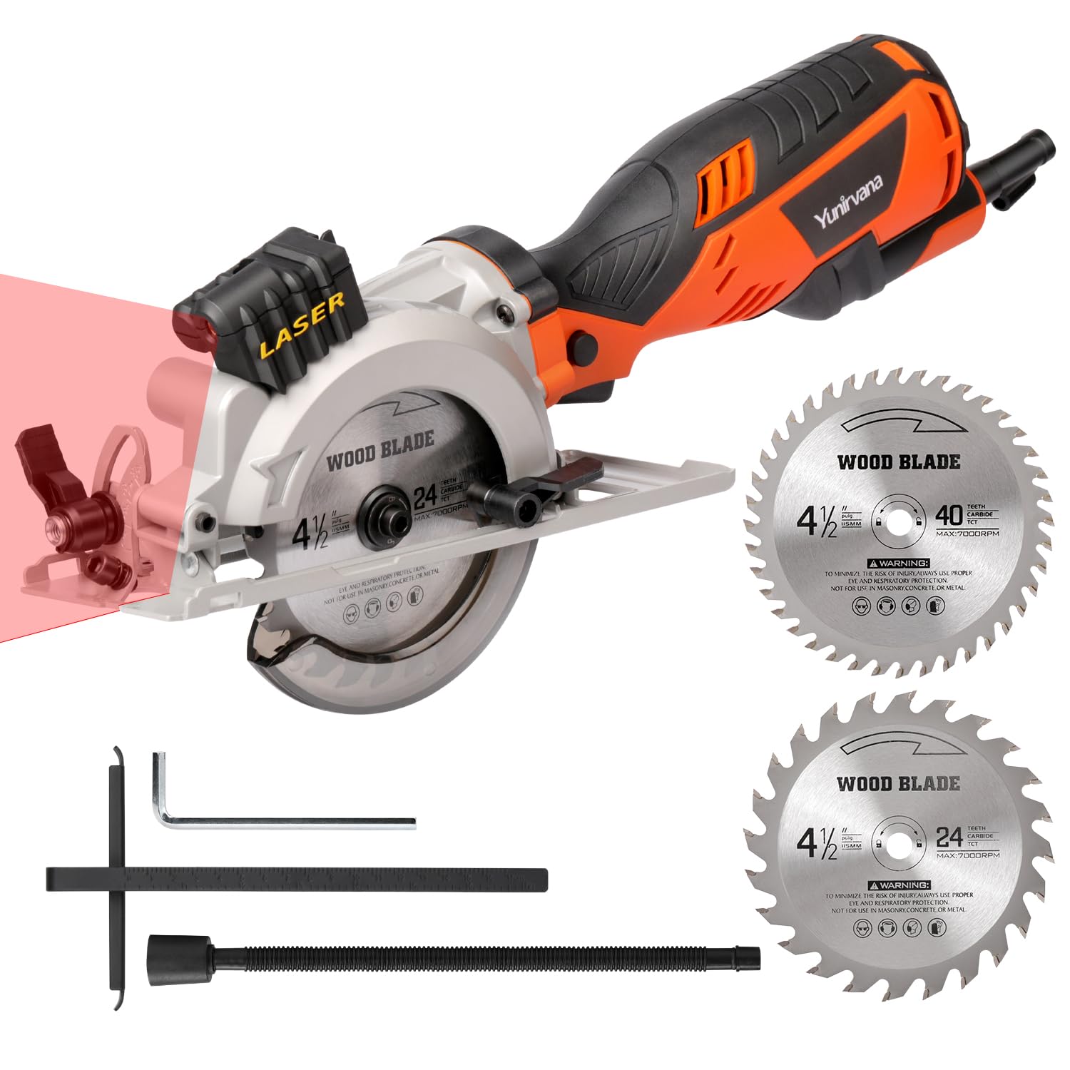 Yunirvana 5.8 Amp 3500 RPM Circular Saw with Laser Guide, 1-11/16" Deep ...