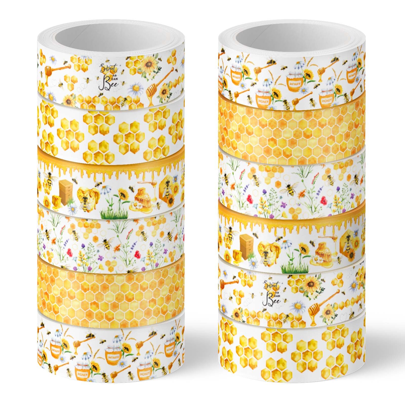 Amazon.com: Whaline 12 Rolls Bee Washi Tape Bumble Bee Honeycomb ...