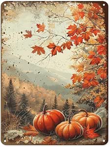Amazon.com: Fall Tin Sign - Vintage Metal Autumn Wall Decor for Home ...