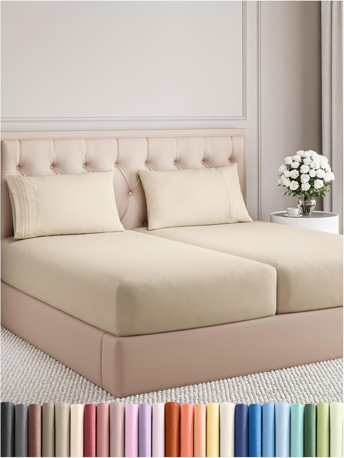 Amazon.com: Split King Size 5 Piece Sheet Set - Comfy Breathable ...