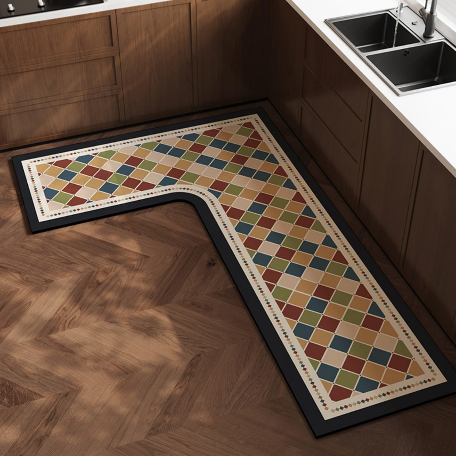 Amazon.com: SMILEGIF Corner Sink Kitchen Mat, 1-Piece L Shaped Rug for ...