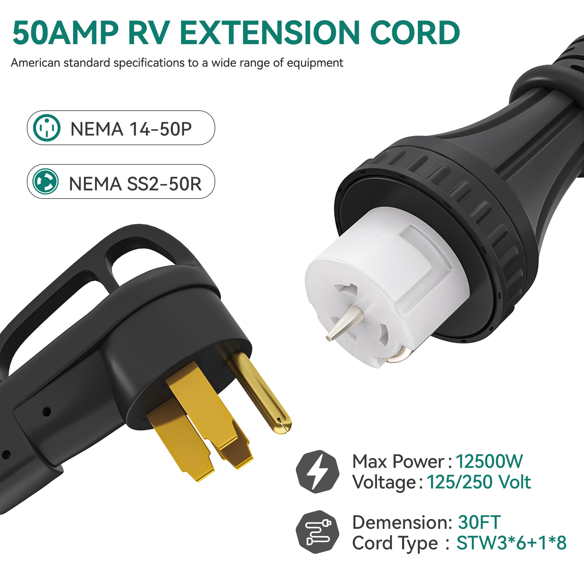 Snapklik.com : YITAHOME 50 Amp 30FT Generator Extension Cord Heavy Duty ...