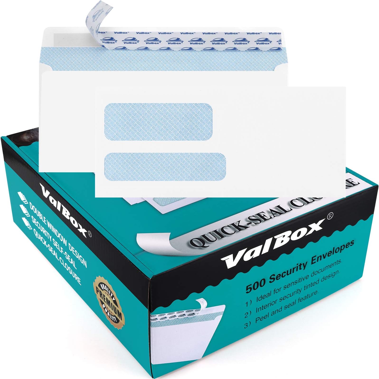 Amazon.com : 500#9 Double Window Security Envelopes, WINPAQ NO.9 Self ...