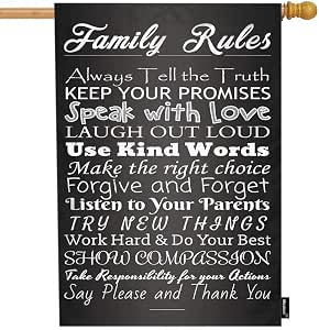 Amazon.com : SaditY Quote House Flag Vintage Hand Lettered Family Rules ...