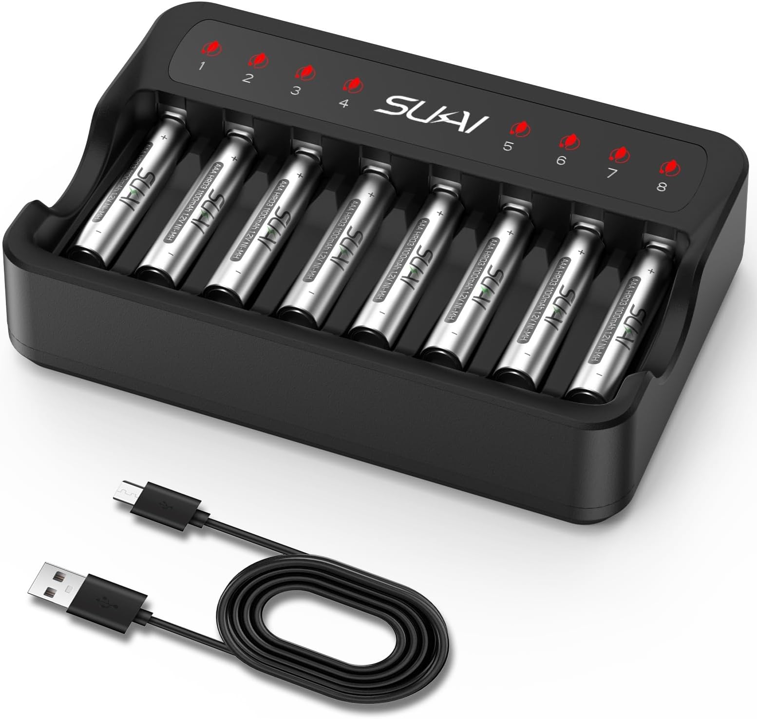 Amazon.com: SUKAI Rechargeable AAA Batteries with Charger, 8 Count ...