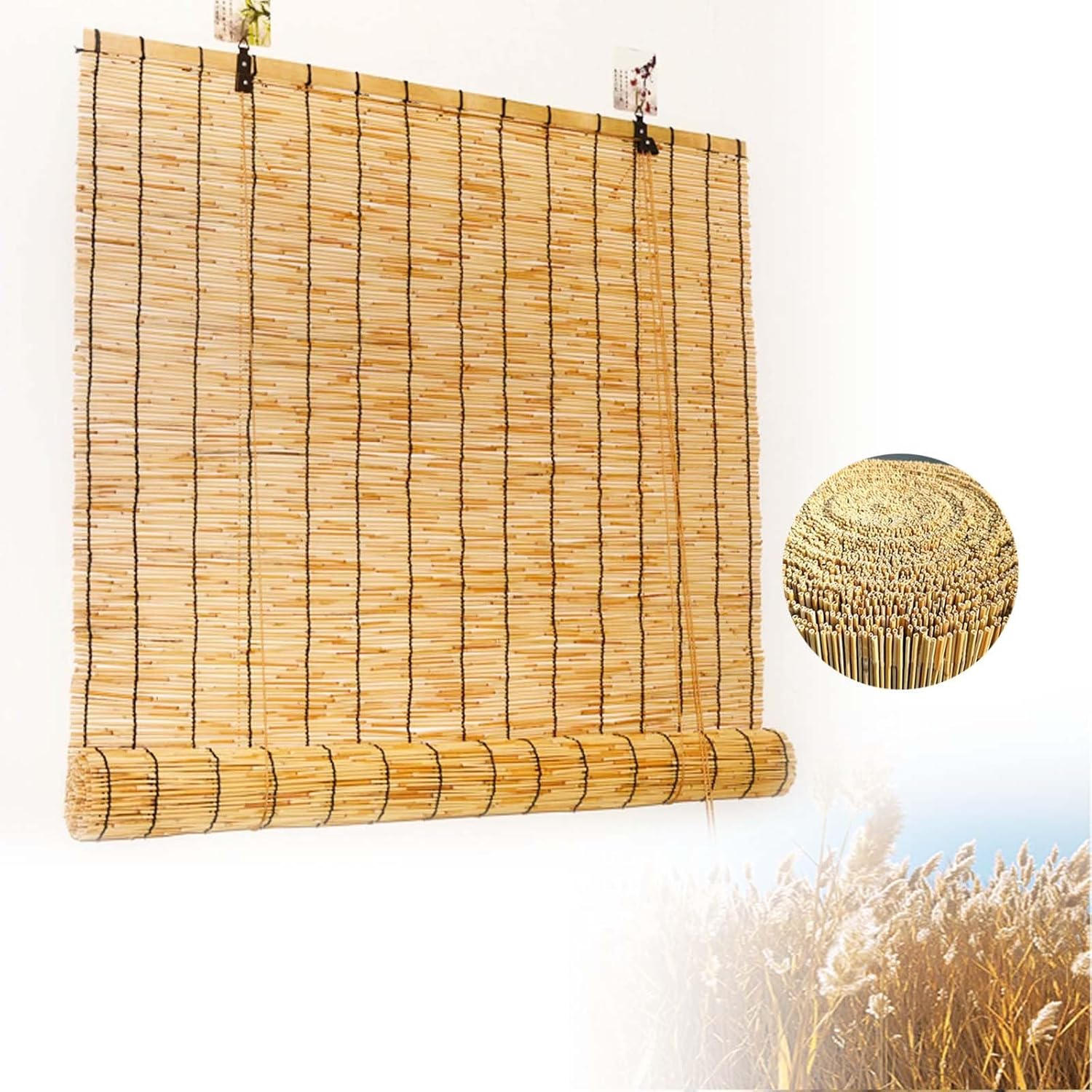 Amazon.com: WHZFXYQR Bamboo Blinds Cordless Bamboo Roll Up Shades Light ...