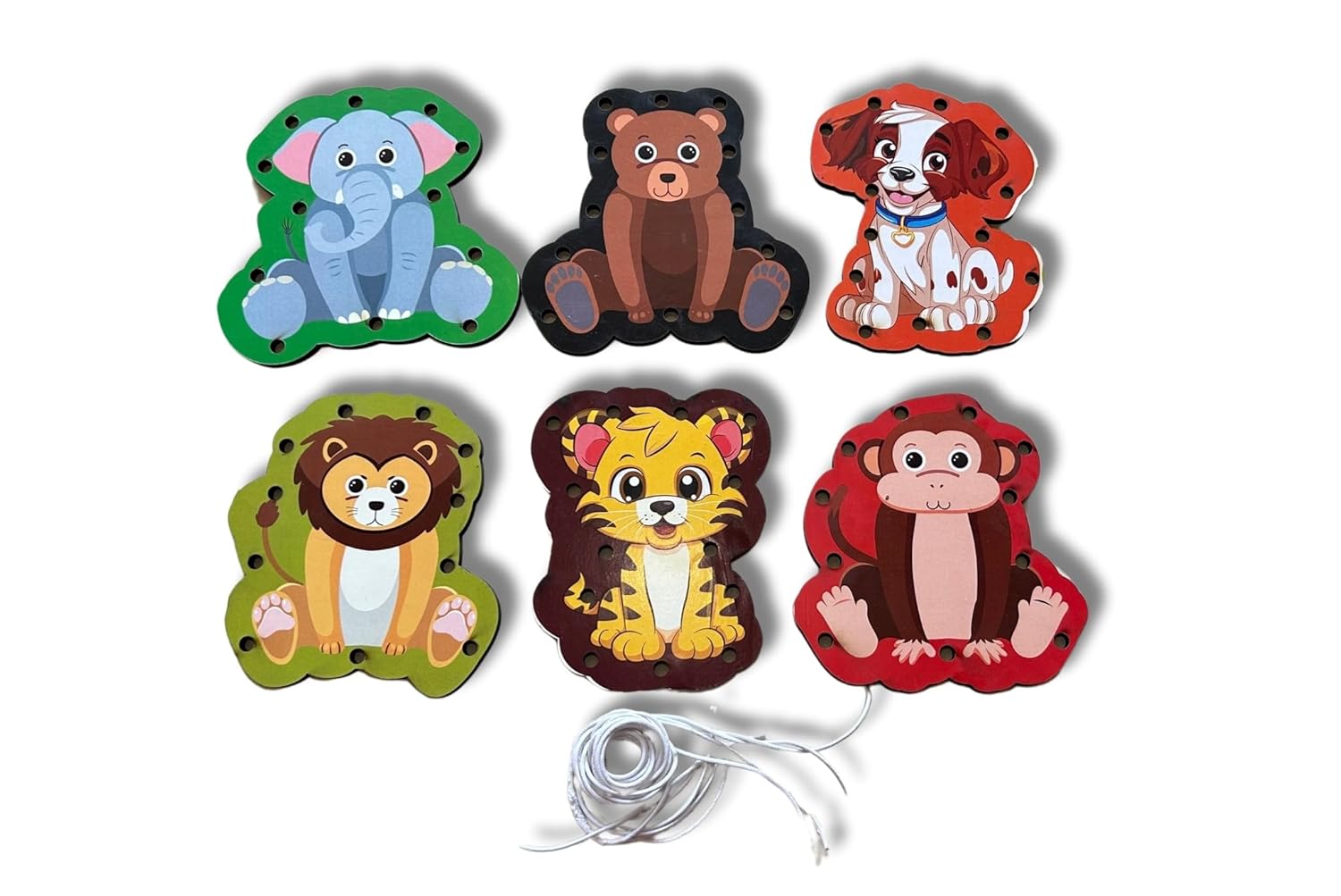 PAPA-YAYA Set of 6 Pieces Lacing & Threading Toy | Animal Theme 6 ...