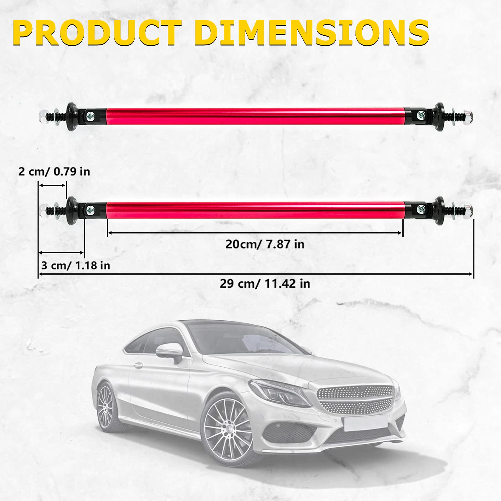 Snapklik.com : Splitter Strut Rods, 200mm Lip Splitter Support Rod ...