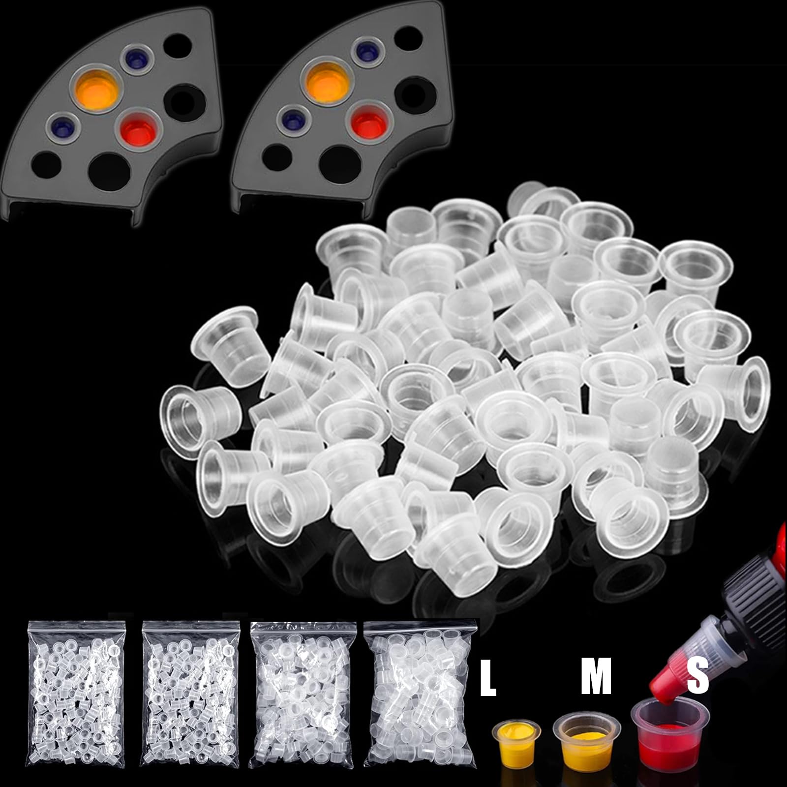 Amazon.com: Tattoo Ink Caps Cups Holder - MIUXIA 402Pcs Mixed Size ...
