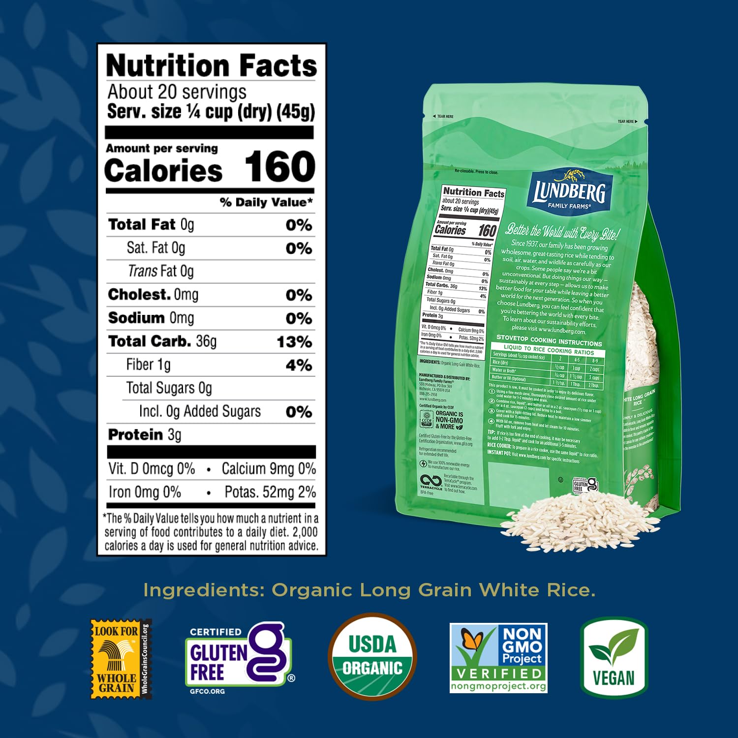 Snapklik.com : White Rice, Organic Long Grain Rice - Non-Sticky, Fluffy ...
