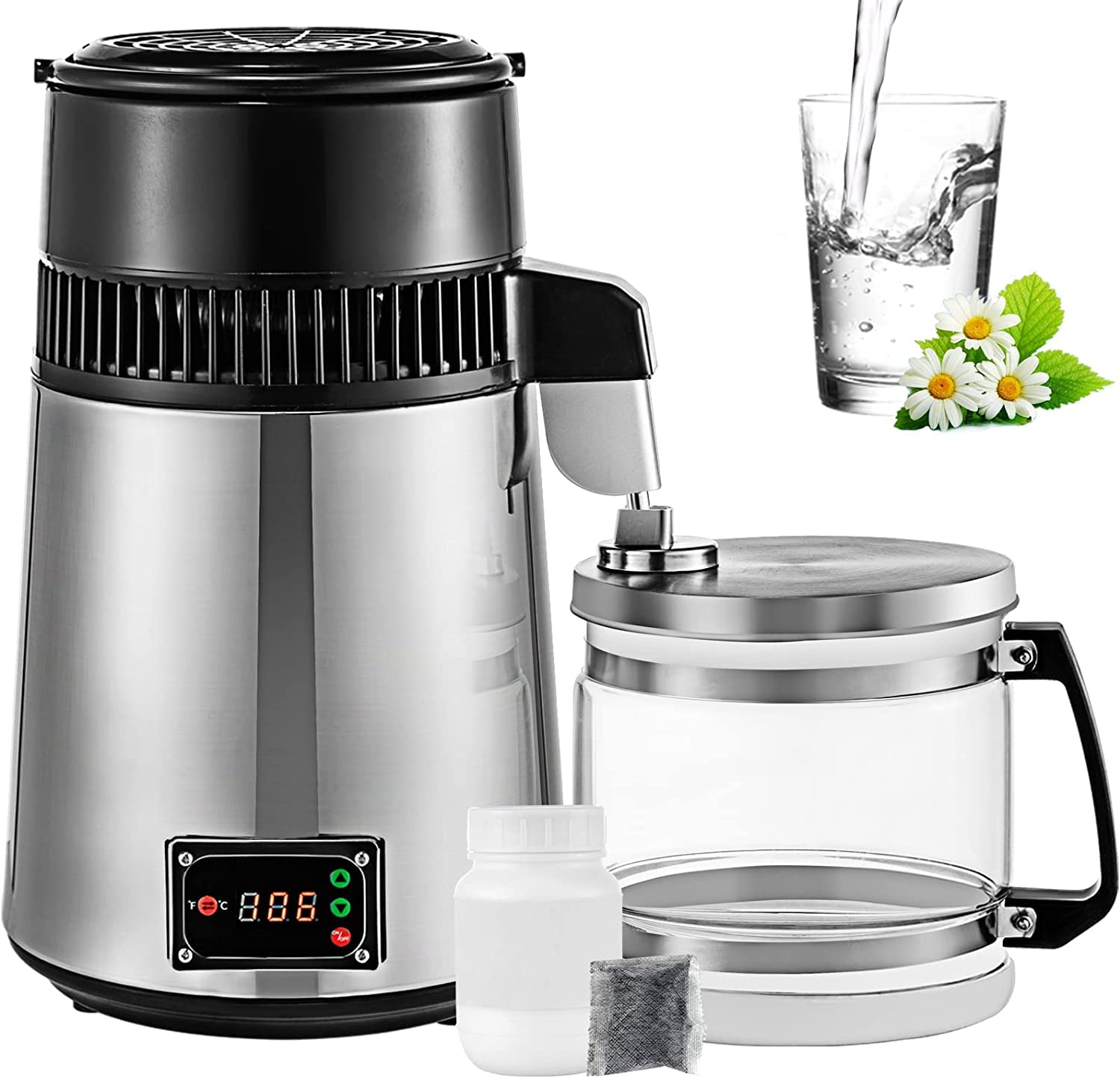 VEVOR Countertop Water Distiller, 1.1 Gallon/4L, 750W Stainless Steel ...